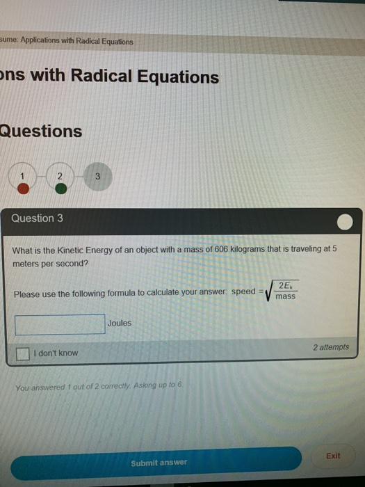 Solved ume: Applications with Radical Equations ns with | Chegg.com