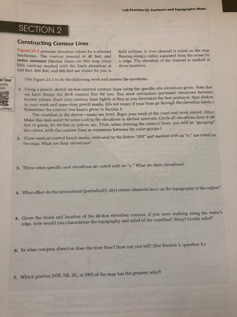 Lab Exercise 23: Contours and Topographic Maps | Chegg.com