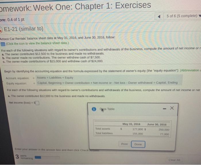 Solved omework: Week One: Chapter 1: Exercises 5 of 6 (5 | Chegg.com