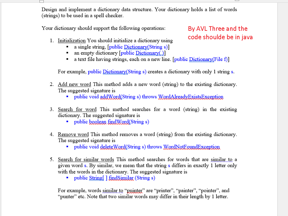 Solved by use AVL three only and it should be in java | Chegg.com