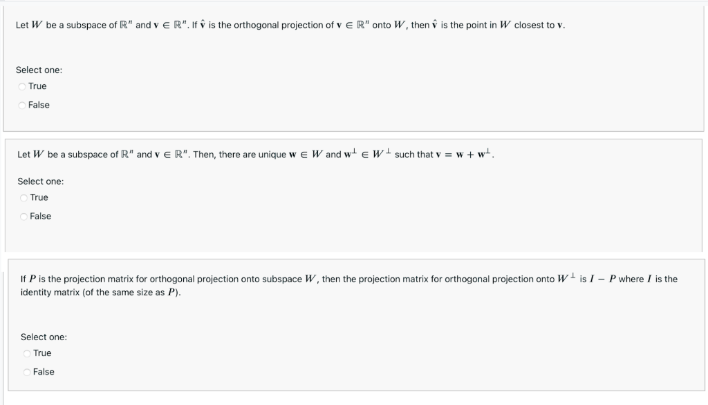 Solved Let W be a subspace of Rn and v∈Rn. If v^ is the | Chegg.com