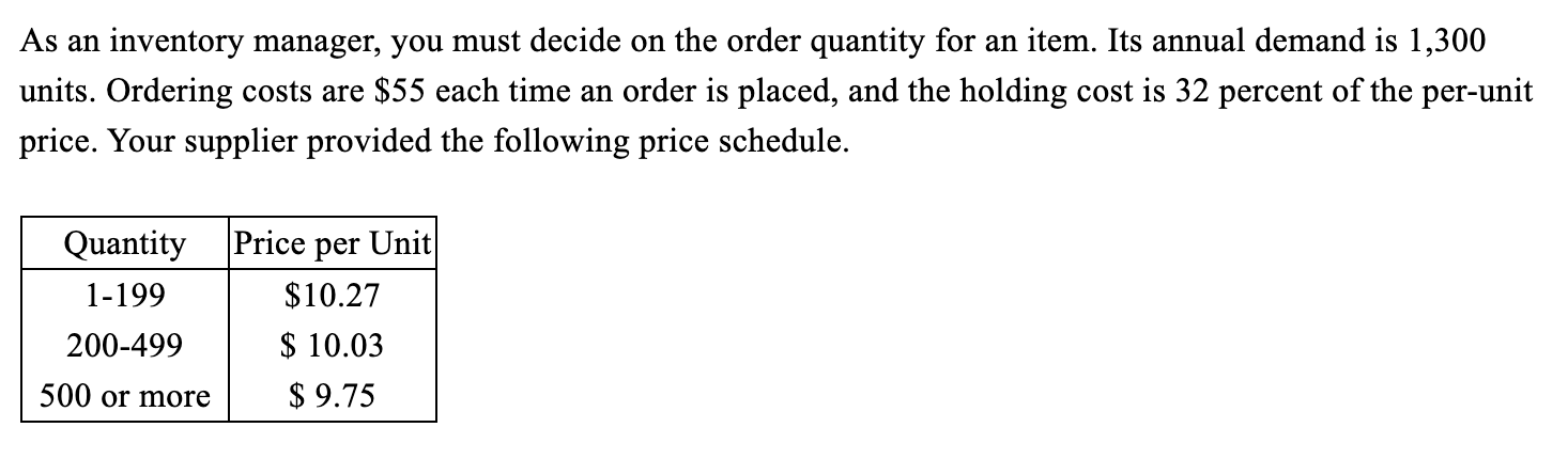 Solved What is the optimal order quantity policy and the | Chegg.com