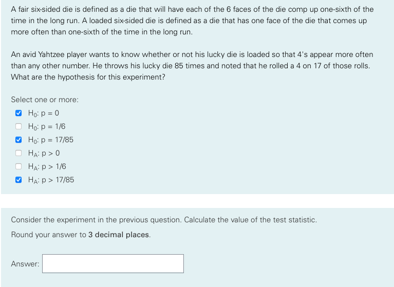 Solved A fair six-sided die is defined as a die that will | Chegg.com