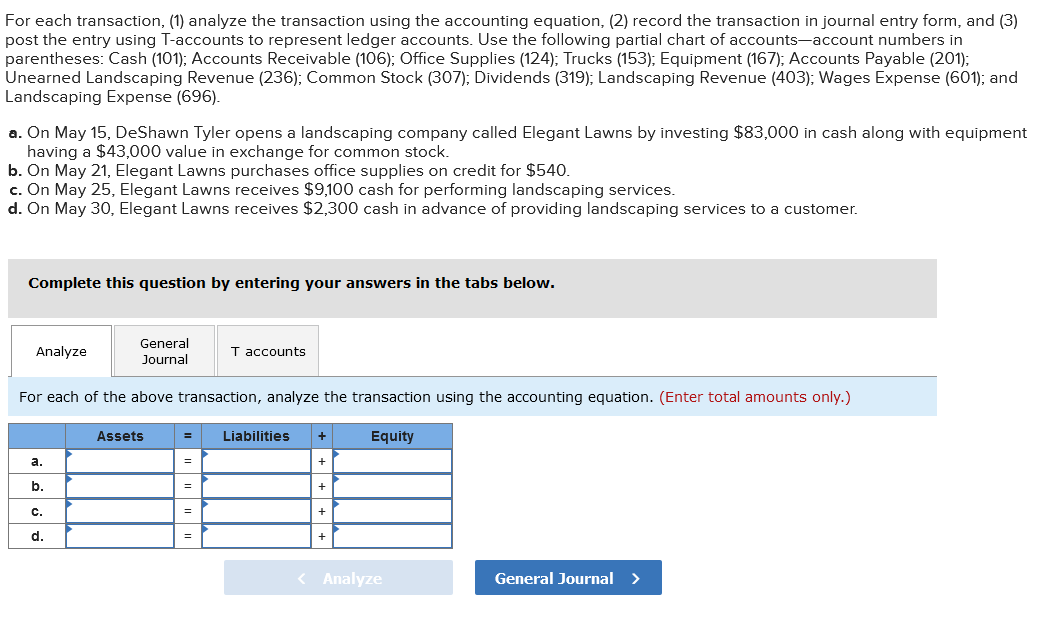 Solved For each transaction, (1) analyze the transaction | Chegg.com