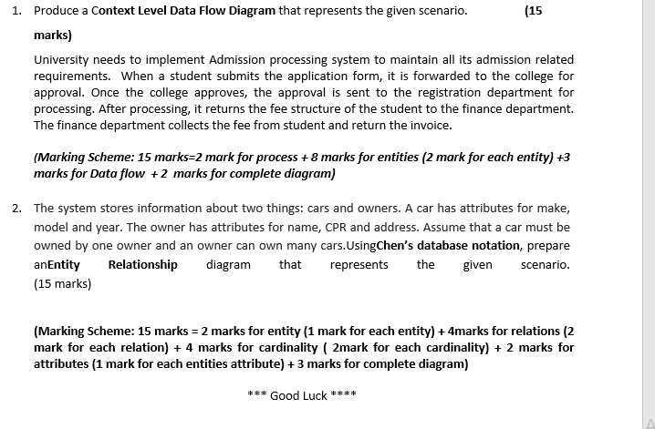 Solved 1. Produce a Context Level Data Flow Diagram that | Chegg.com