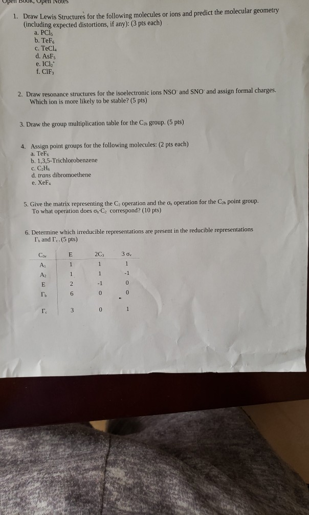 Solved Upen BUUR, Open Notes 1. Draw Lewis Structures for | Chegg.com