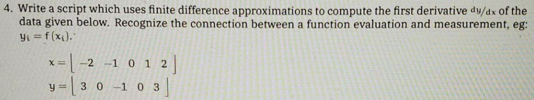 Solved 4. Write a script which uses finite difference | Chegg.com