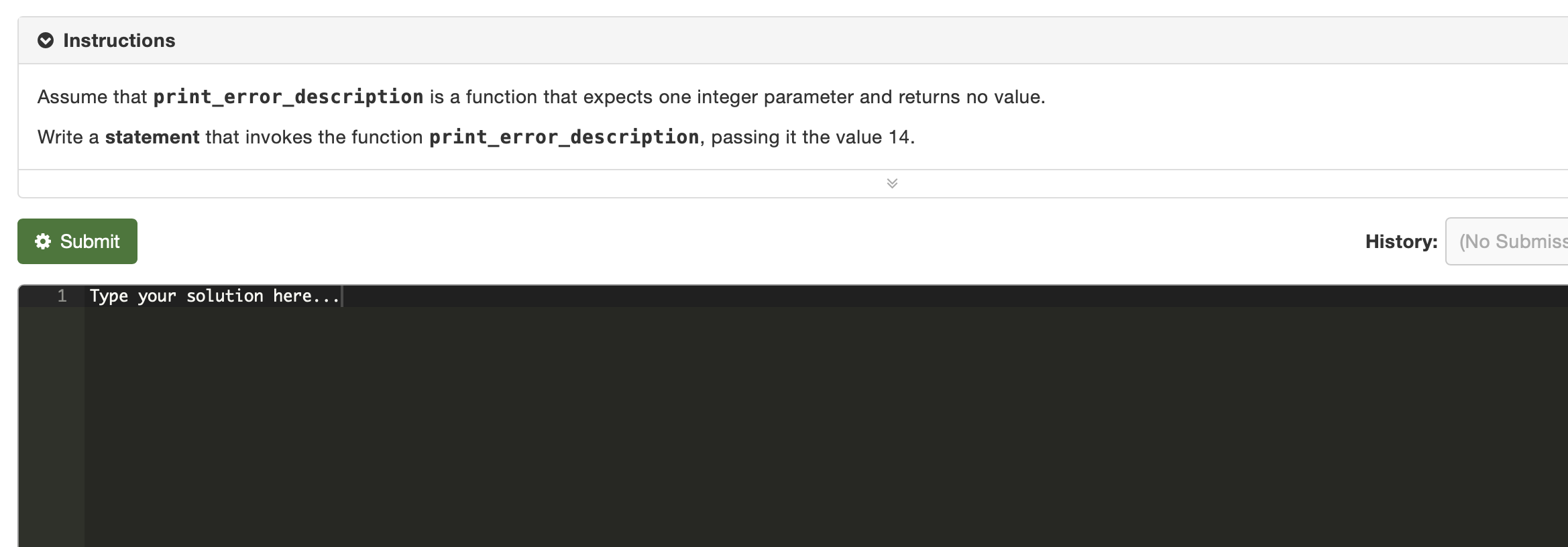 Solved Instructions Assume That Print Error Description Is A