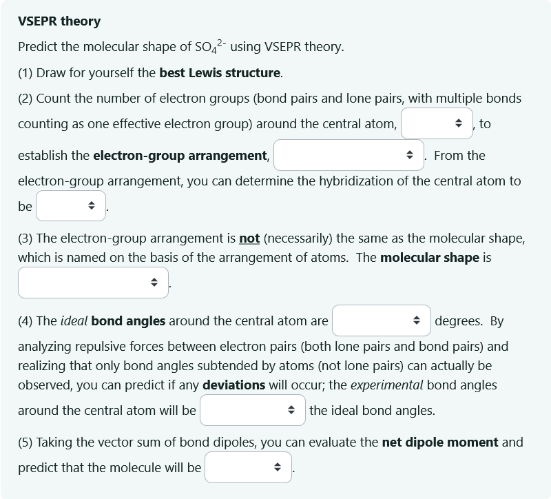 Solved VSEPR theory Predict the molecular shape of | Chegg.com