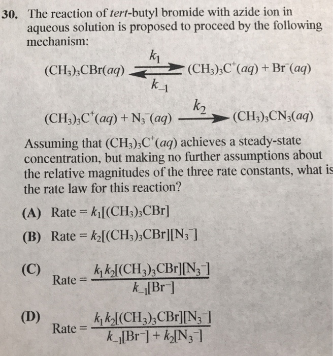 Solved The reaction of tert-butyl bromide with azide ion in | Chegg.com