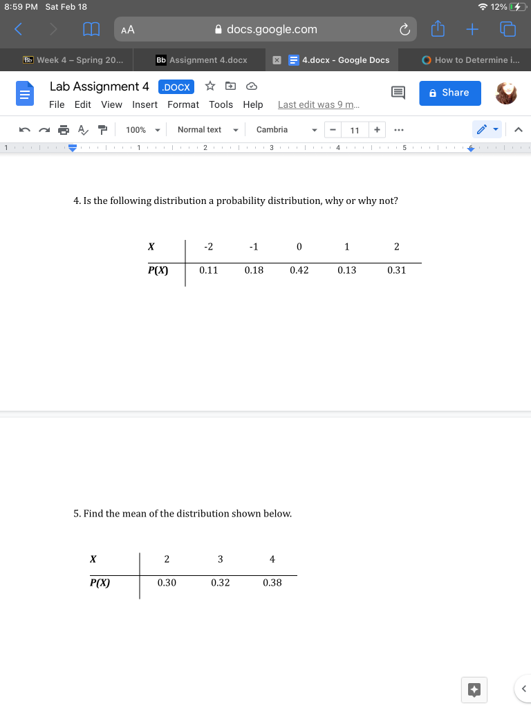 Solved 4. Is the following distribution a probability | Chegg.com