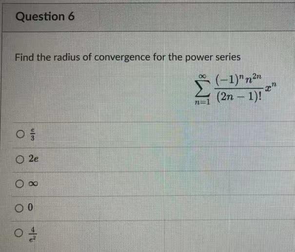 Solved Find the radius of convergence for the power series | Chegg.com