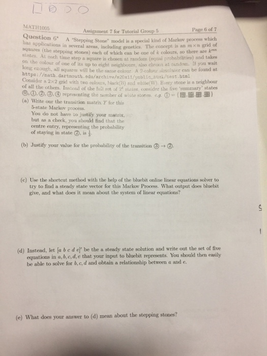 A "Stepping Stone" model is a special kind of Markov | Chegg.com