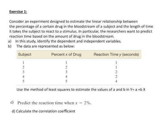 Solved Exercise 1: Consider an experiment designed to | Chegg.com