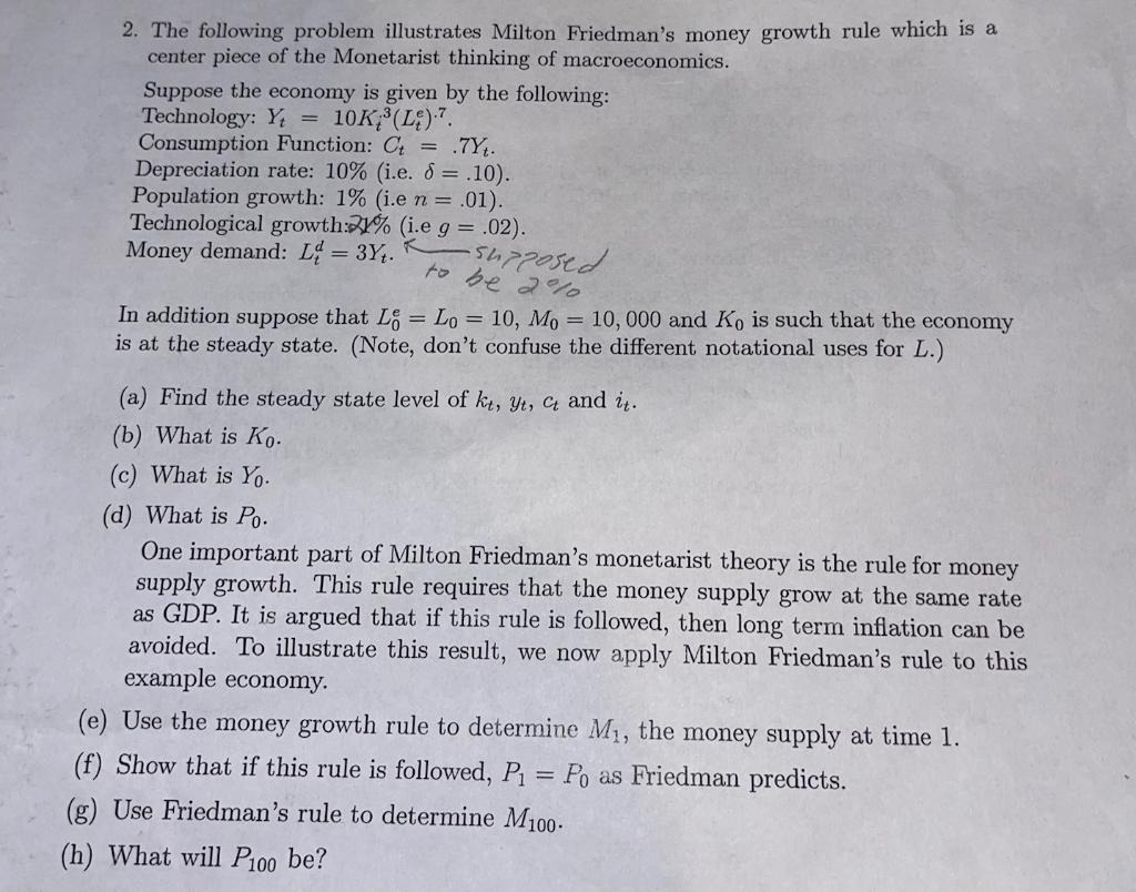 Solved 2. The following problem illustrates Milton | Chegg.com