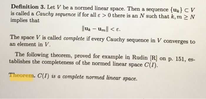 Solved Definition 3, Let V be a normed linear space. Then a | Chegg.com