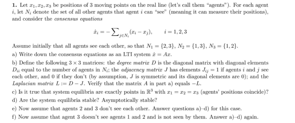 write down the consensus euqations Is it true that | Chegg.com