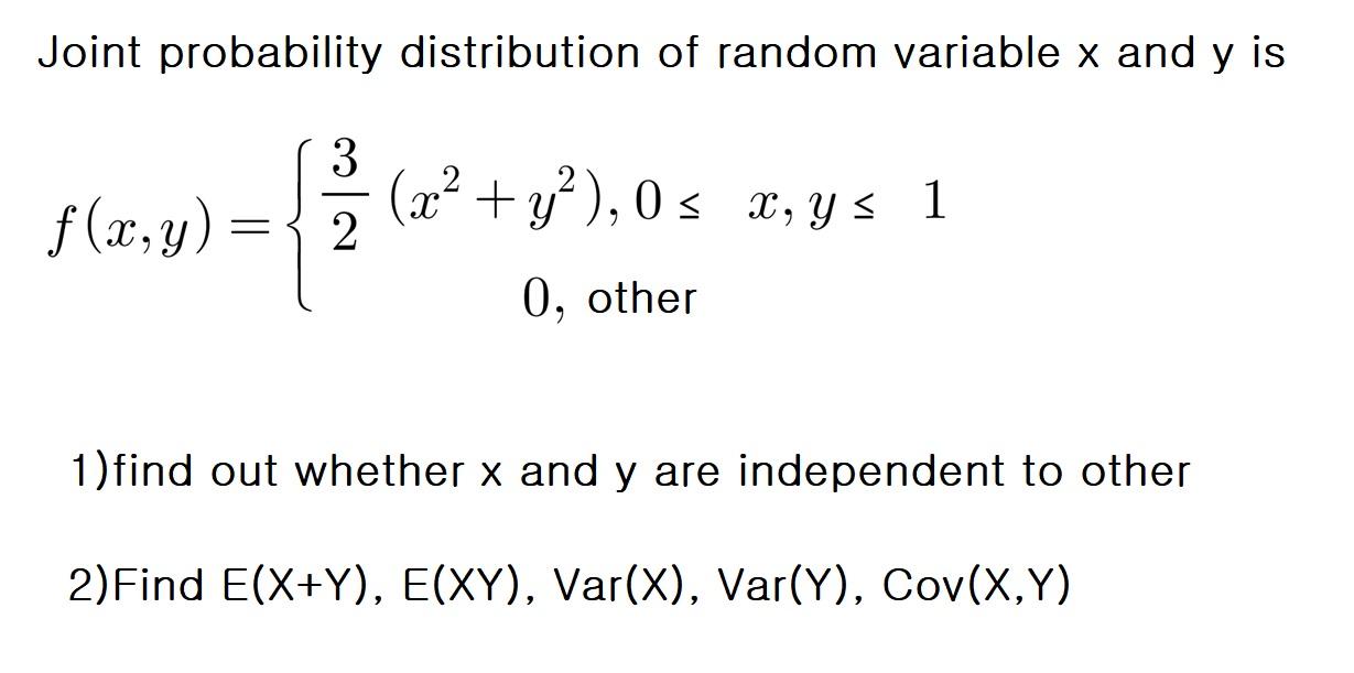 Solved Joint probability distribution of random variable x | Chegg.com