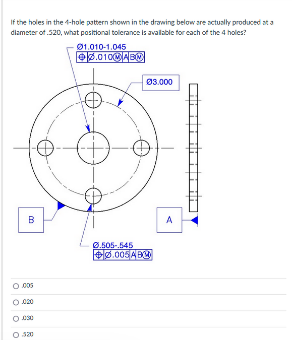 Solved If the holes in the 4-hole pattern shown in the | Chegg.com