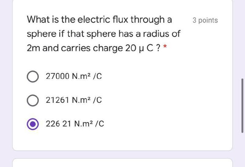Solved 3 points What is the electric flux through a sphere | Chegg.com