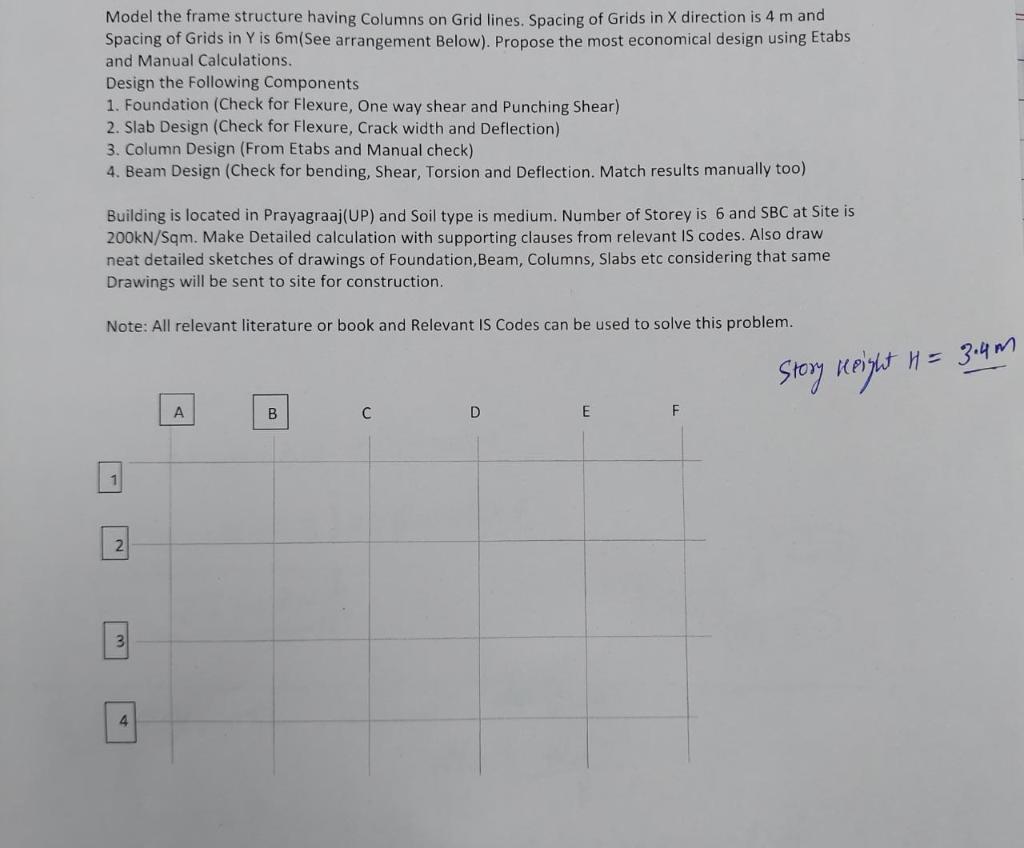 Model the frame structure having Columns on Grid | Chegg.com