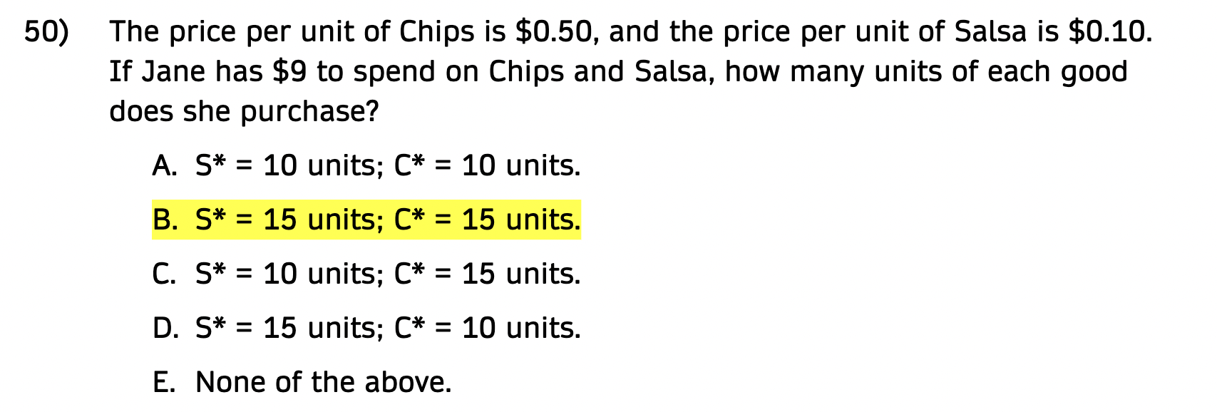 Solved 50) The price per unit of Chips is $0.50, and the | Chegg.com