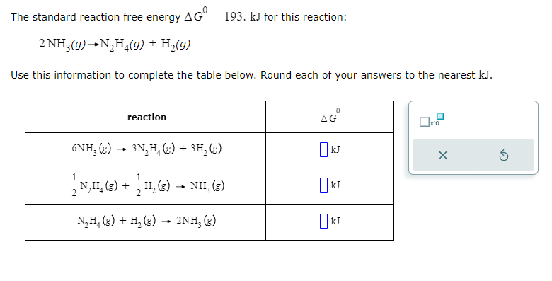 Solved The standard reaction free energy ΔG0=193. ﻿kJ for | Chegg.com