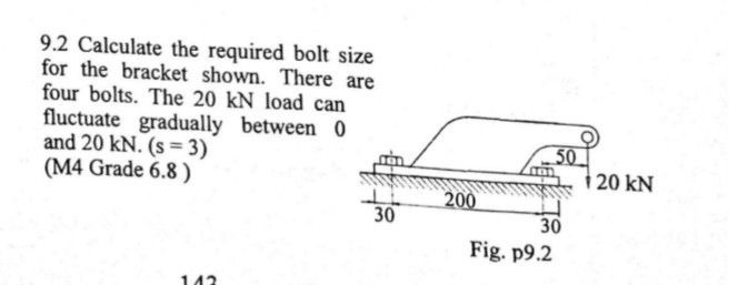 Solved 9.2 Calculate the required bolt size for the bracket | Chegg.com