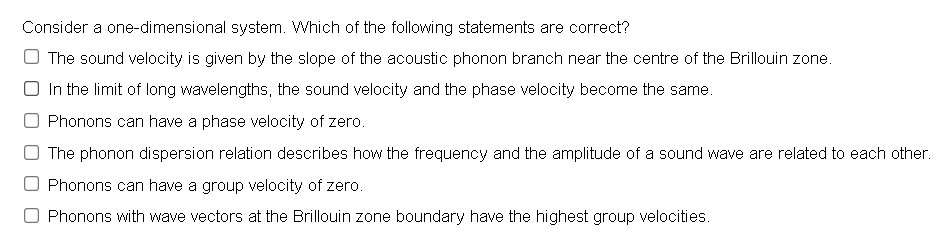 Solved Consider a one-dimensional system. Which of the | Chegg.com