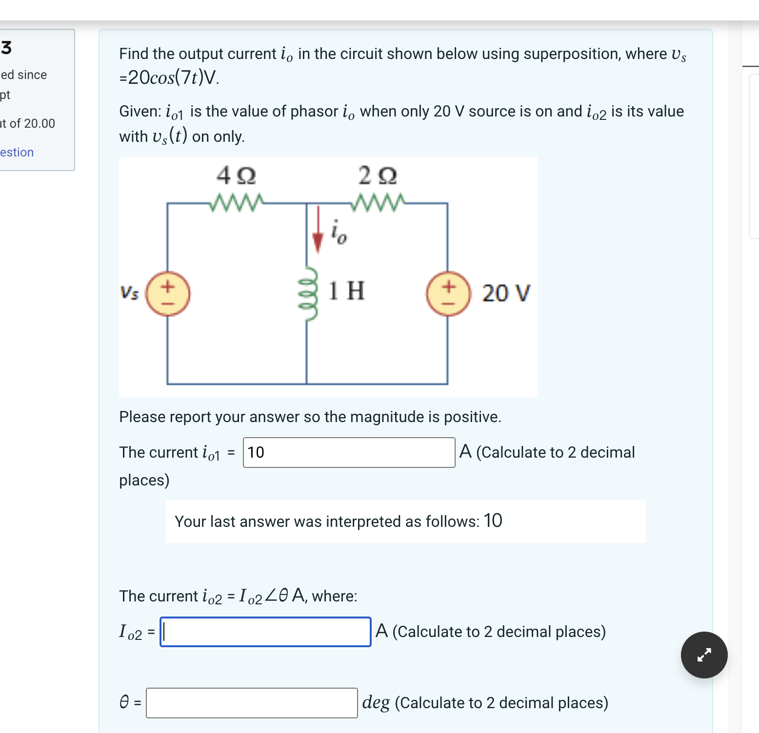 Solved Find the output current io in ﻿the circuit shown | Chegg.com