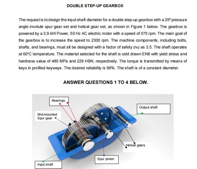 Solved DOUBLE STEP-UP GEARBOX The request is to design the | Chegg.com