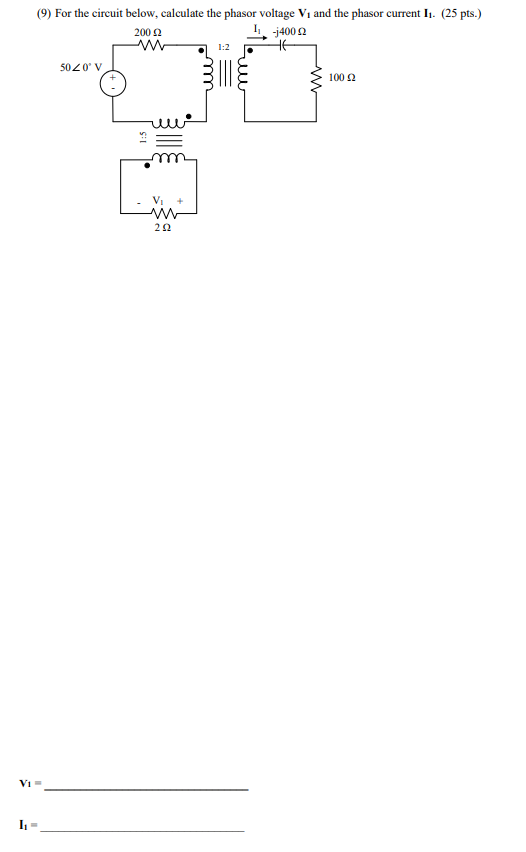 Solved 14009 (9) For the circuit below, calculate the phasor | Chegg.com