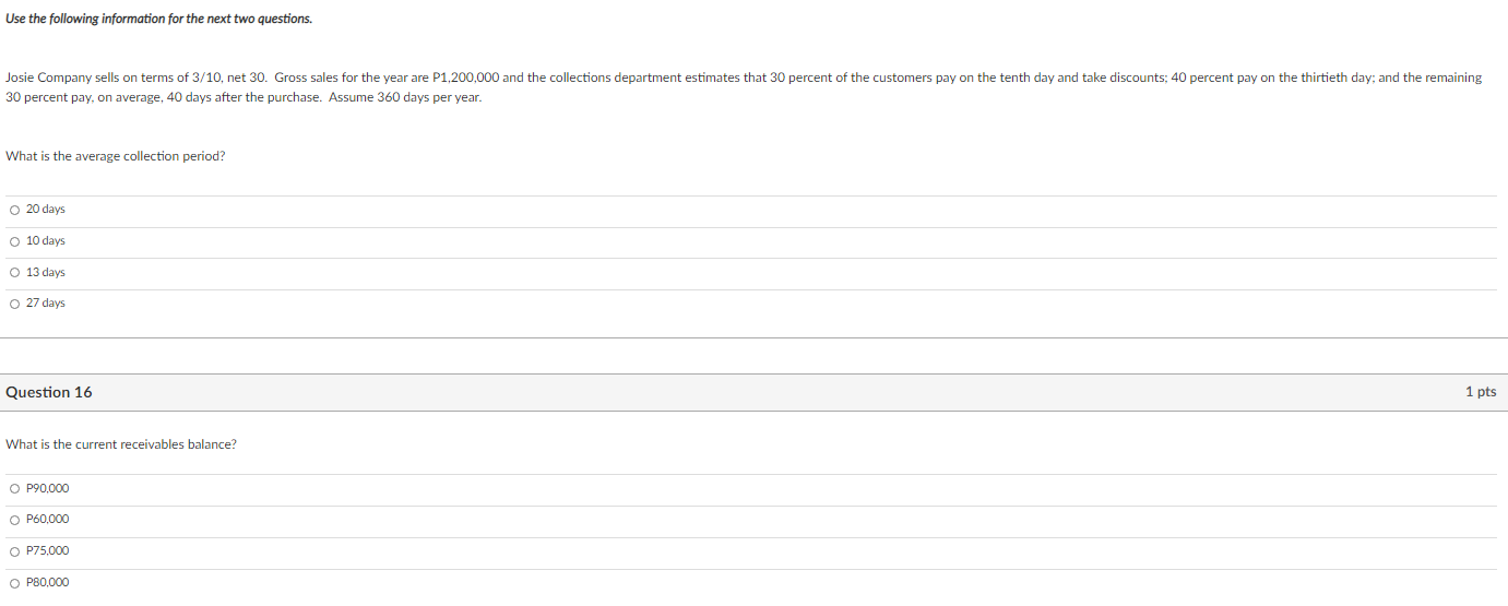 Solved Use the following information for the next two | Chegg.com