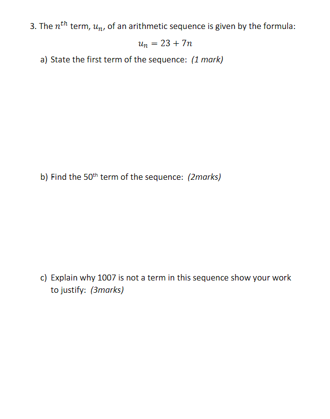 Solved 3. The nth term, Un, of an arithmetic sequence is | Chegg.com