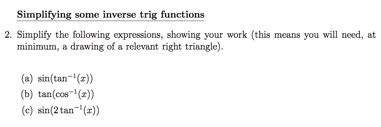 Solved Simplifying some inverse trig functions 2. Simplify | Chegg.com