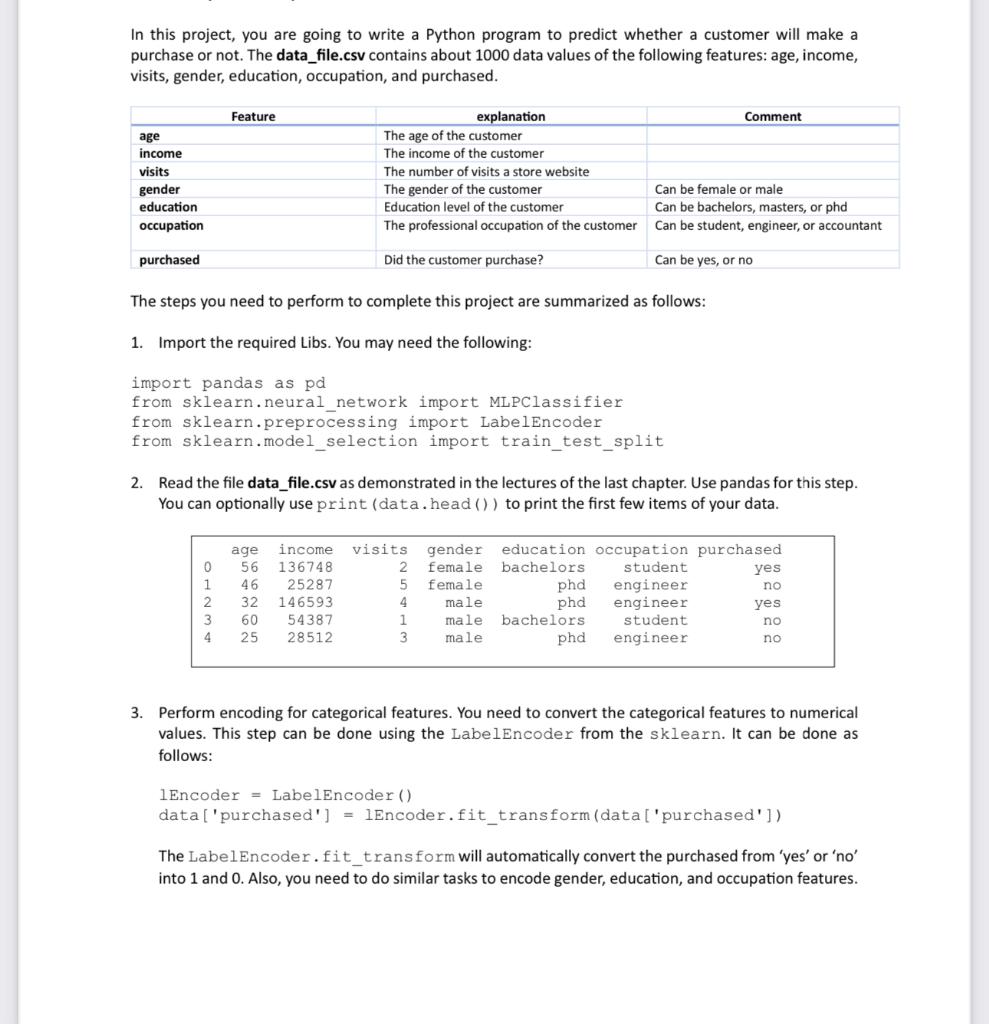 In this project, you are going to write a Python | Chegg.com