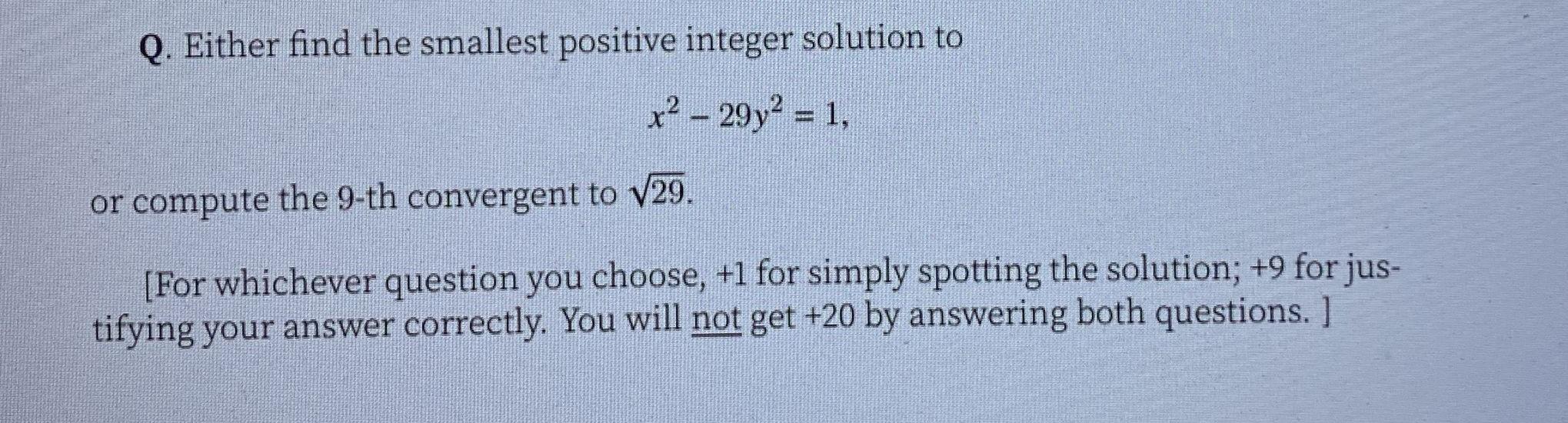 Solved Q. Either find the smallest positive integer solution | Chegg.com