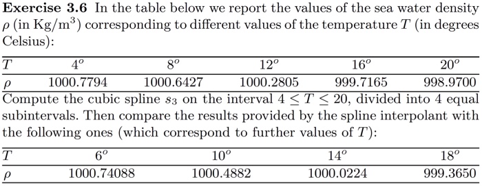 Solved 1 Interpolate density versus temperature Consider | Chegg.com