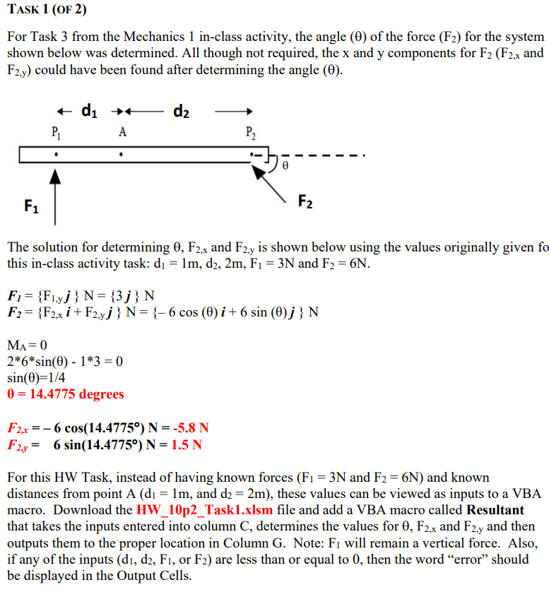 Solved For Task 3 from the Mechanics 1 in-class activity, | Chegg.com