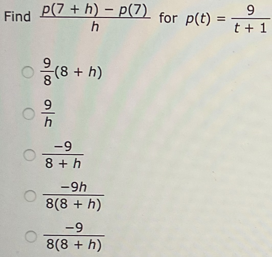 Solved Find hp(7+h)−p(7) for | Chegg.com