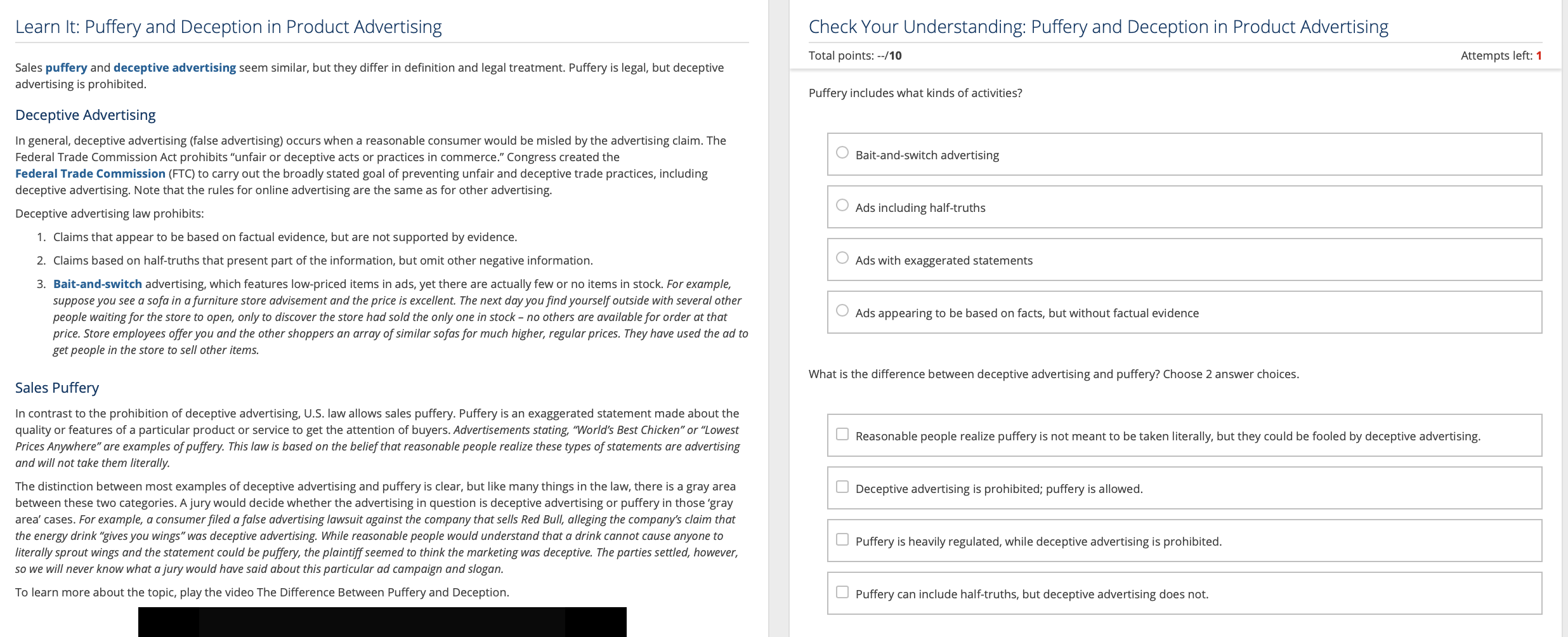 Solved Learn It: Puffery and Deception in Product | Chegg.com