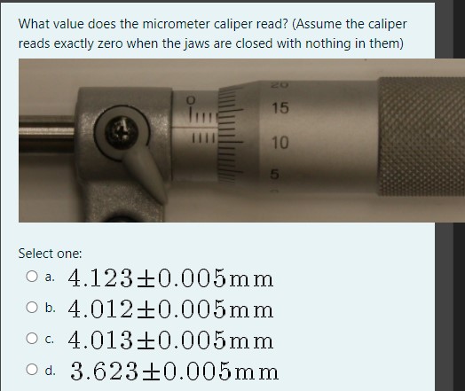 Solved What value does the micrometer caliper read? (Assume | Chegg.com