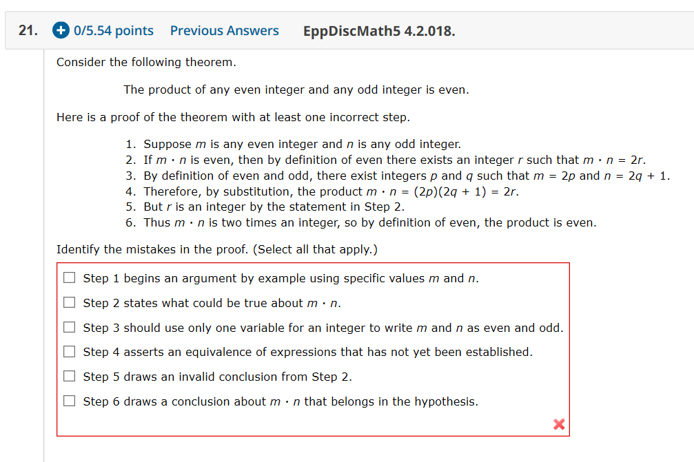 Solved 21. + 0/5.54 points Previous Answers EppDiscMath5 | Chegg.com