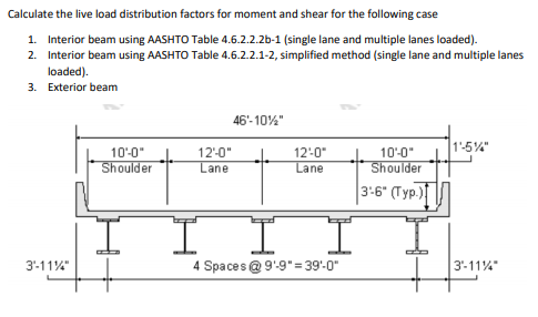 Calculate the live load distribution factors for | Chegg.com