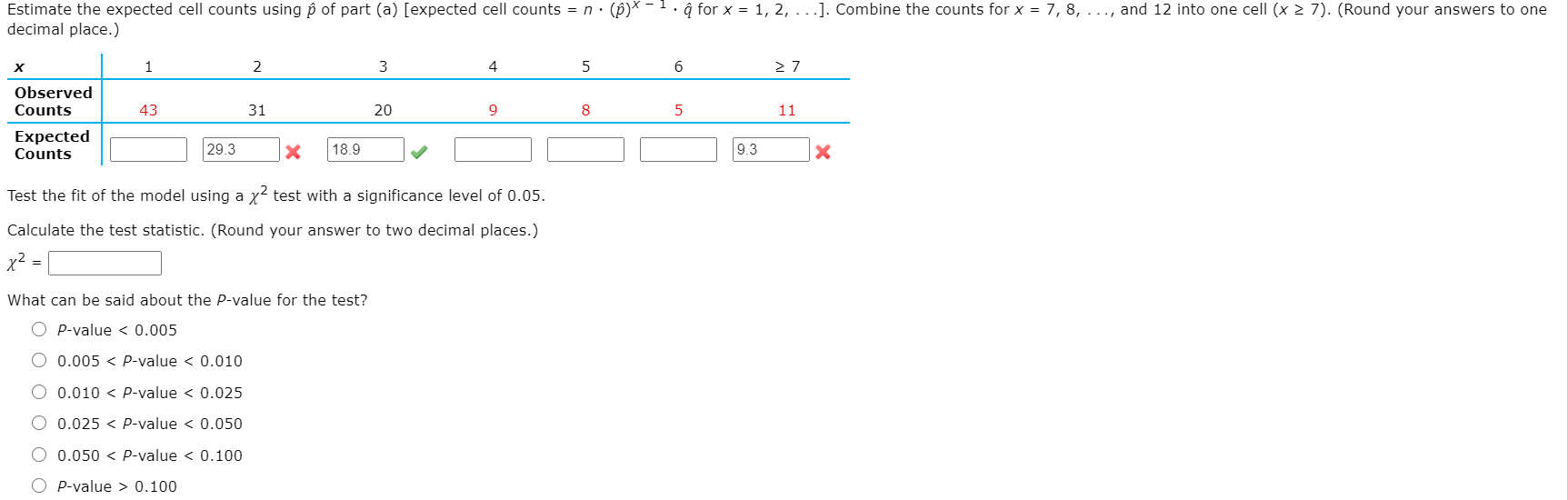 Solved Estimate the expected cell counts using Ô of part (a) | Chegg.com
