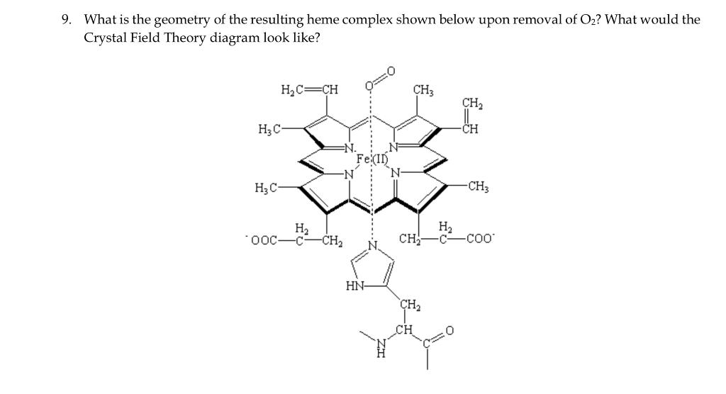Solved 9. What is the geometry of the resulting heme complex | Chegg.com