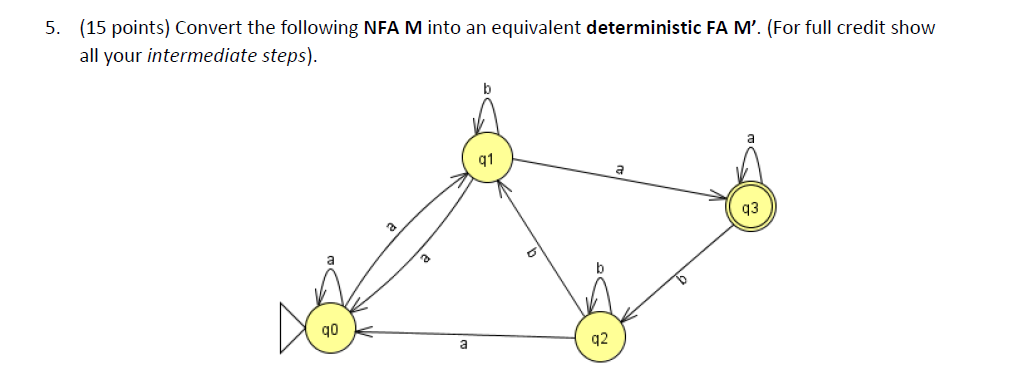 Solved (15 points) Convert the following NFA M into an | Chegg.com