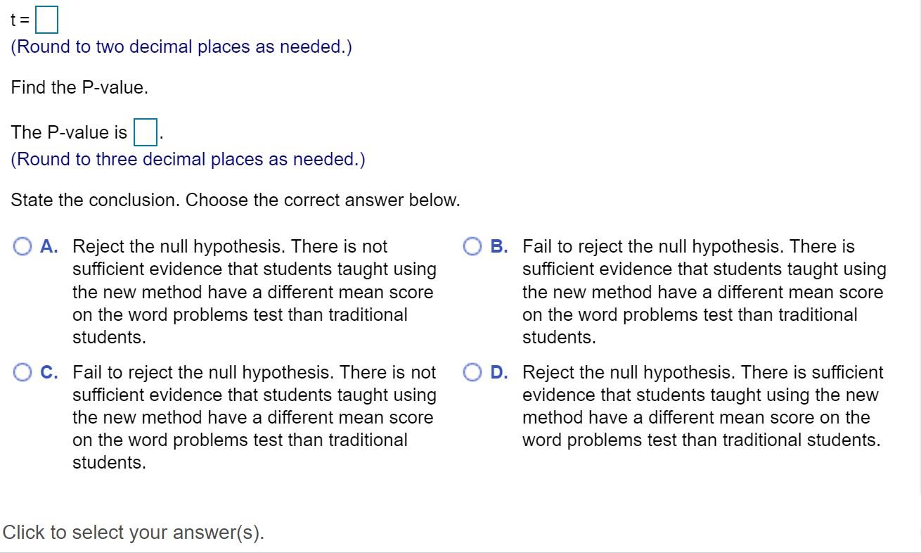 Solved A study of a new mathematics teaching methodology | Chegg.com