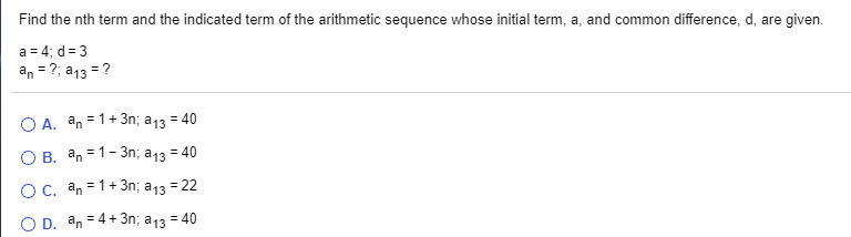 Solved Find the nth term and the indicated term of the | Chegg.com