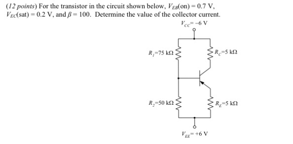 Solved For the transistor in the circuit shown below, | Chegg.com